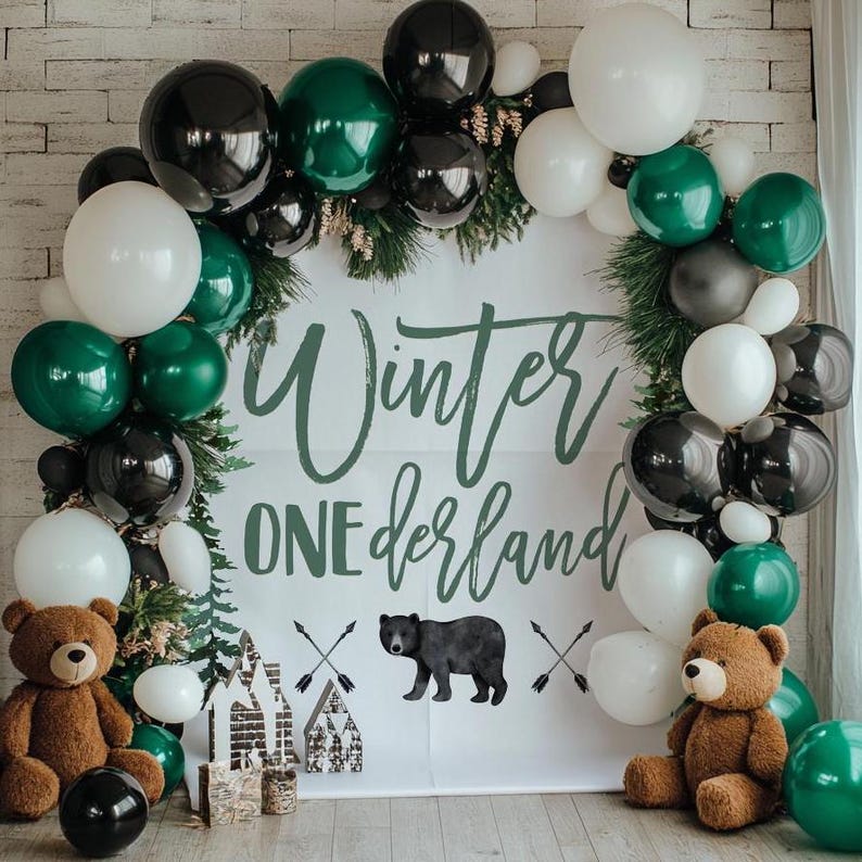 Green and Black Winter Onederland Birthday Boy Decorations, Onederland ...