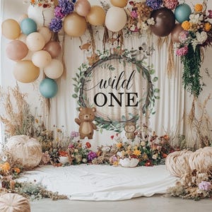 Woodland Wild One Backdrop, Rustic Wild One Banner, Vintage Woodland ...