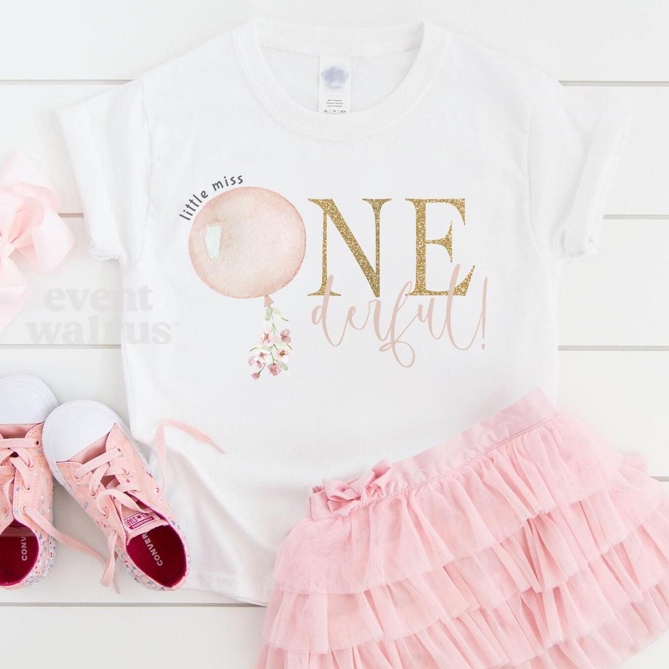 Little Miss Onederful 1st Birthday Shirt, Blush Pink Balloon One Derful ...