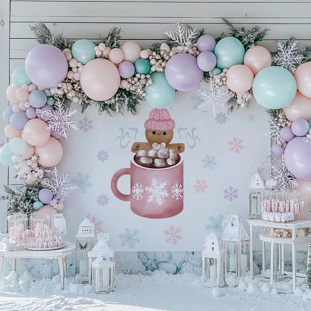 Winter Wonderland Backdrop, Pink Cocoa Backdrop, Gingerbread Girl ...