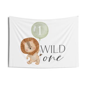 Lion 1st Birthday Backdrop, Baby Boy 1st Birthday Banner, Lion First ...