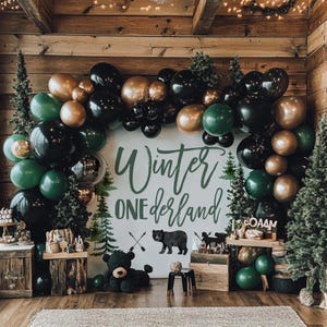 Onederland Birthday Backdrop, Green Winter Onederland Backdrop, Custom ...