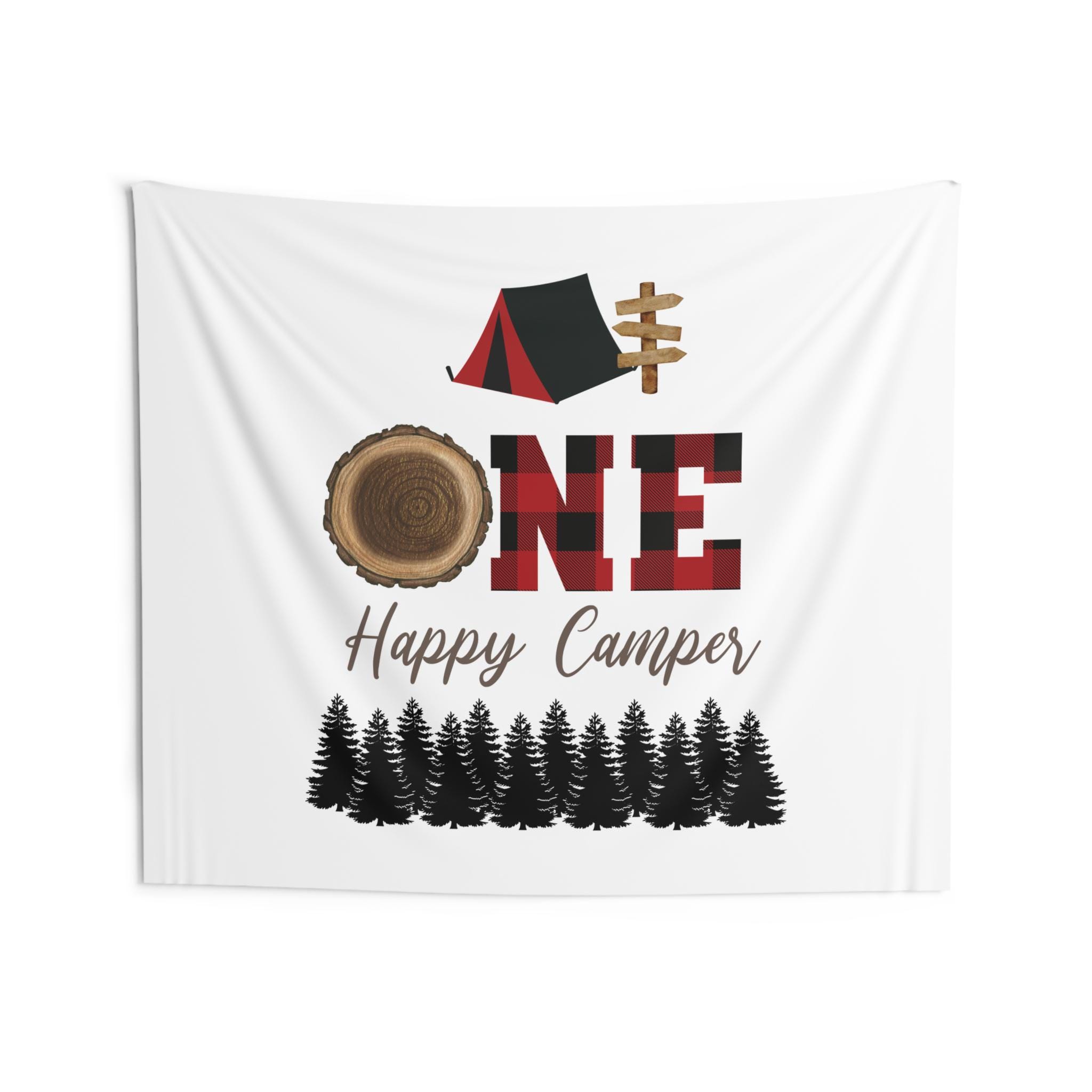One Happy Camper Backdrop, Red and Black Lumberjack Backdrop ...