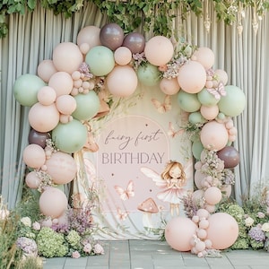 Whimsical Fairy First Birthday Backdrop, Boho Fairy 1st Banner, Fairy ...