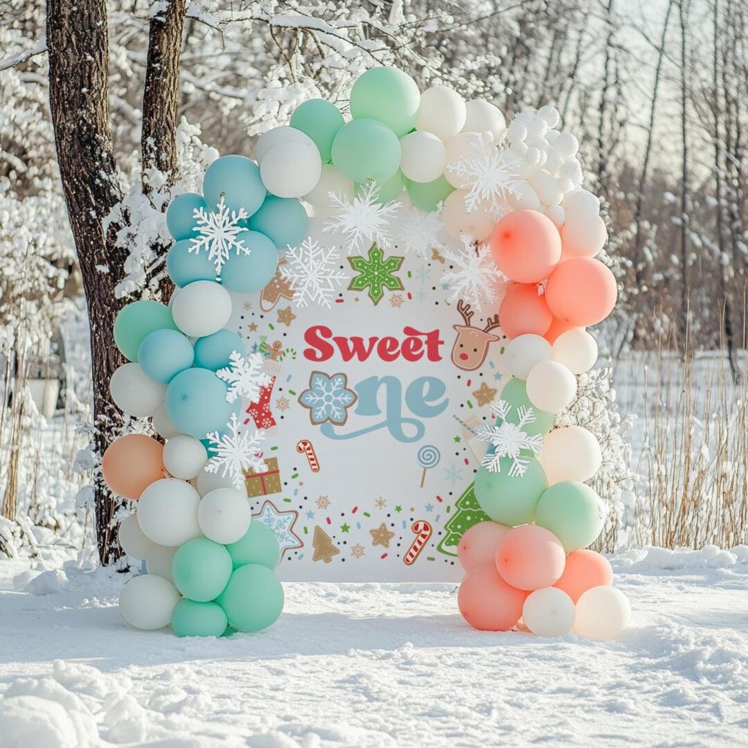 Sweet One Backdrop, 1st Birthday Theme Winter Decorations, Christmas ...