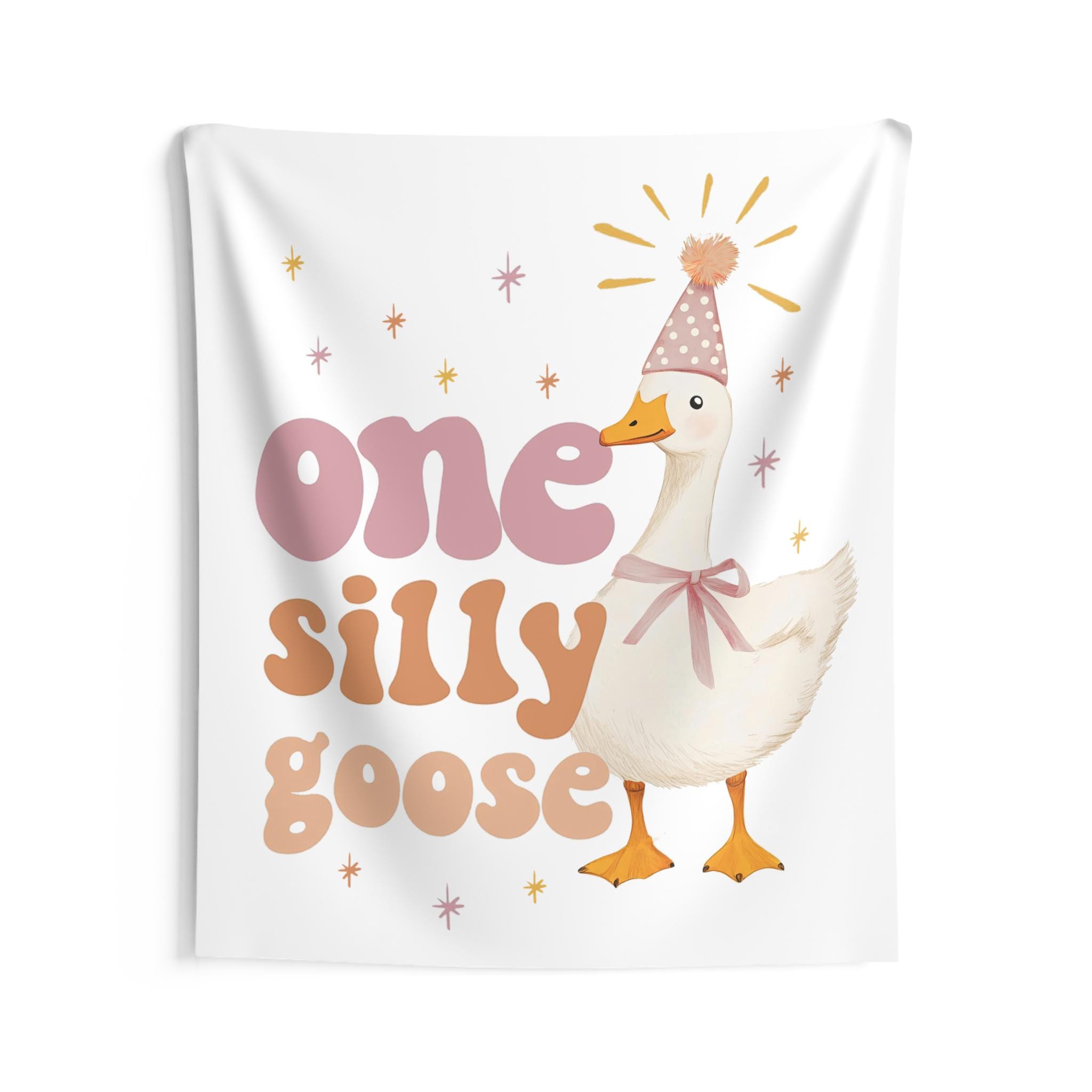 Cute Silly Goose Backdrop, One Silly Goose 1st Birthday Backdrop Girl ...