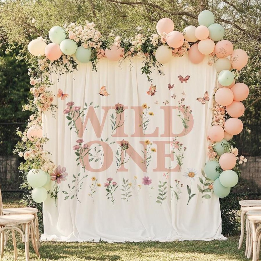 Wild One Butterflies Backdrop, Wild Flower Theme Party Banner, She's A ...
