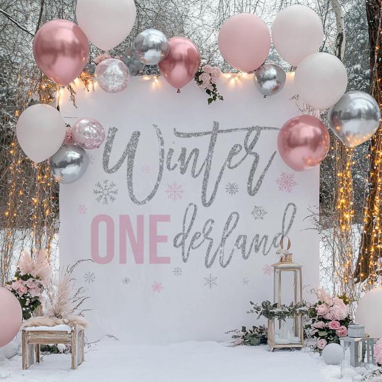 Pink Winter Onederland Backdrop, Winteronederland Photo Backdrop, Pink ...