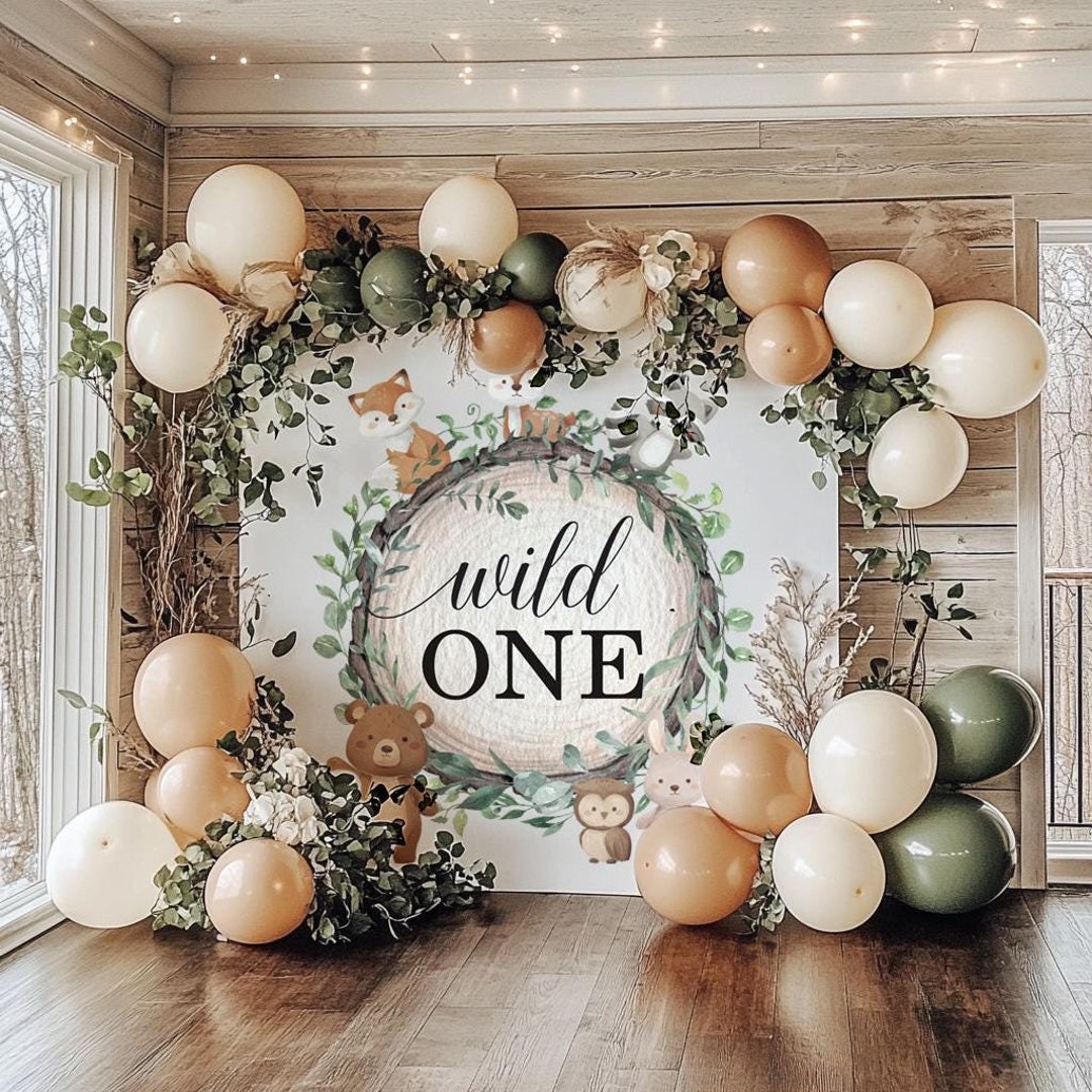 Wild One Party Backdrop, 1st Birthday Woodland Wild One Banner, Rustic ...