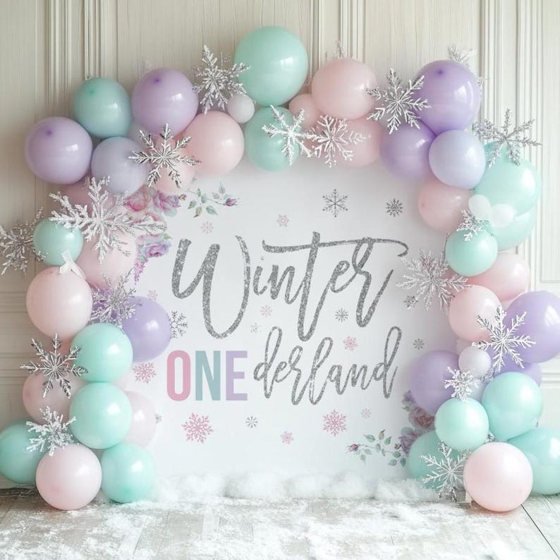 Pink Purple 1st Birthday Winter Onederland Banner, Winter Onederland ...