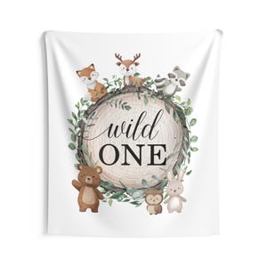 Woodland Wild One Backdrop, Rustic Wild One Banner, Vintage Woodland ...