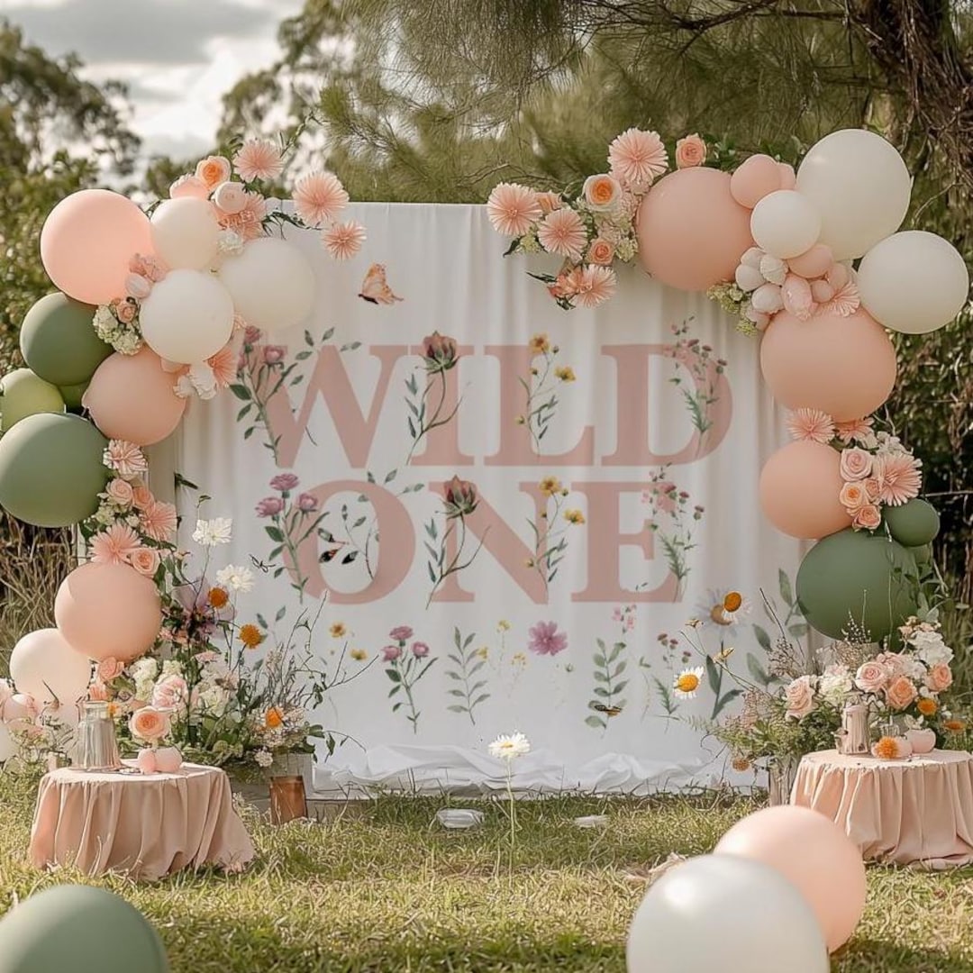 Wild One Floral Backdrop, Wildflower Birthday Backdrop, Wild Flowers ...