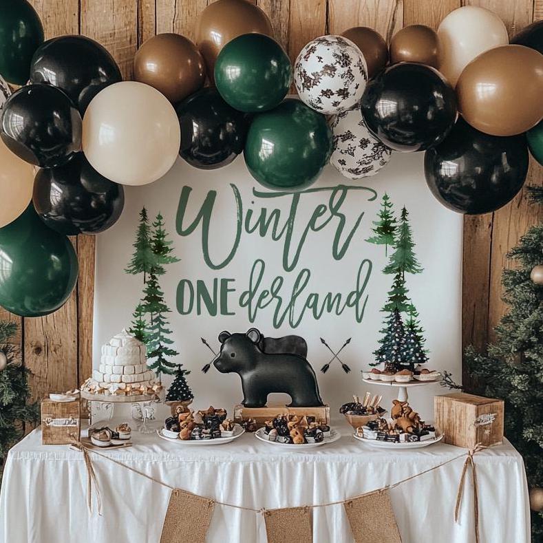 Onederland Birthday Backdrop, Green Winter Onederland Backdrop, Custom ...