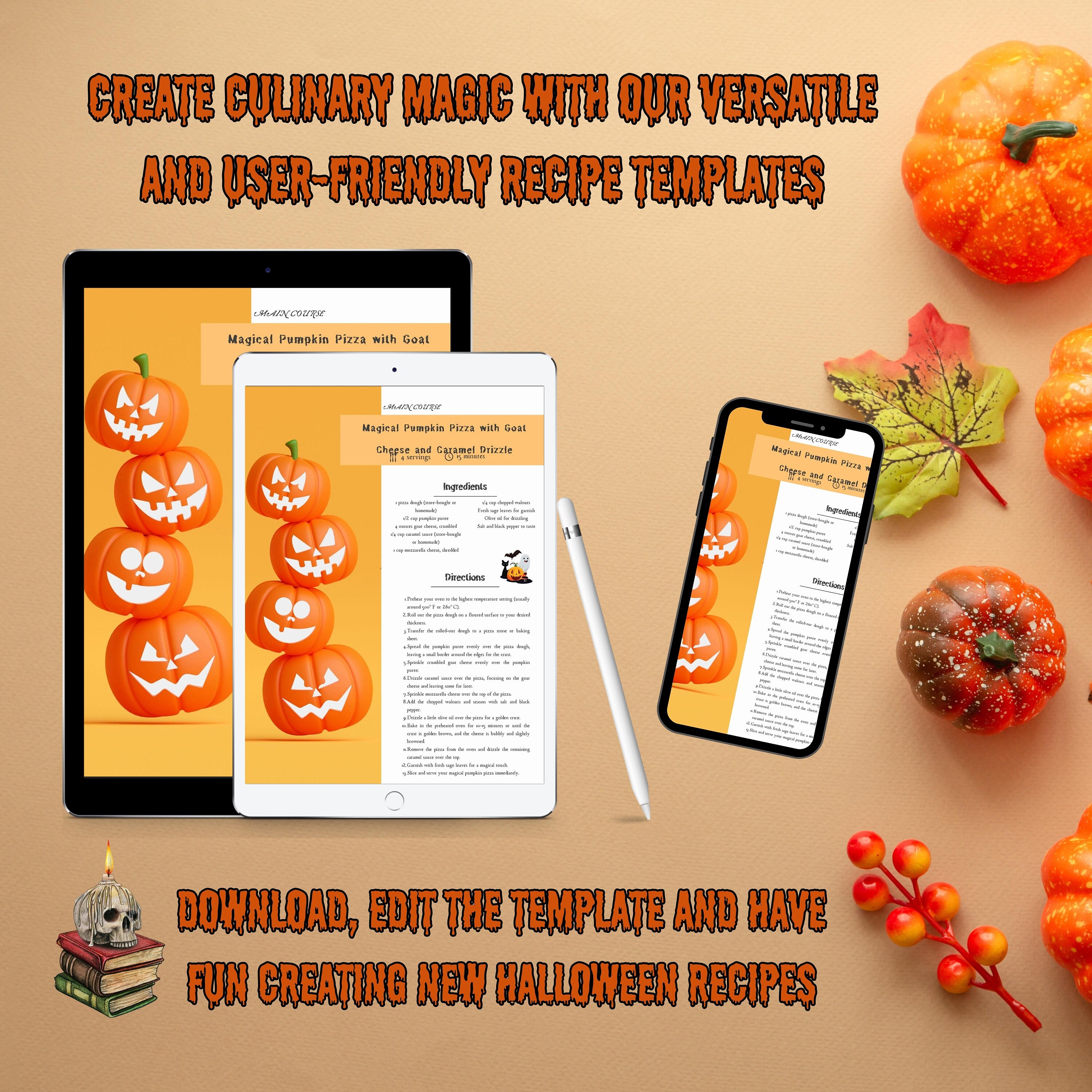 Editable Halloween Recipe Template Spookily Delicious Ideas - Etsy