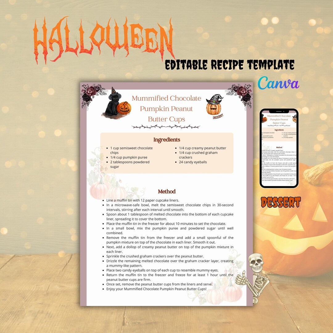 Editable Halloween Recipe Template Spookily Delicious Ideas Halloween ...