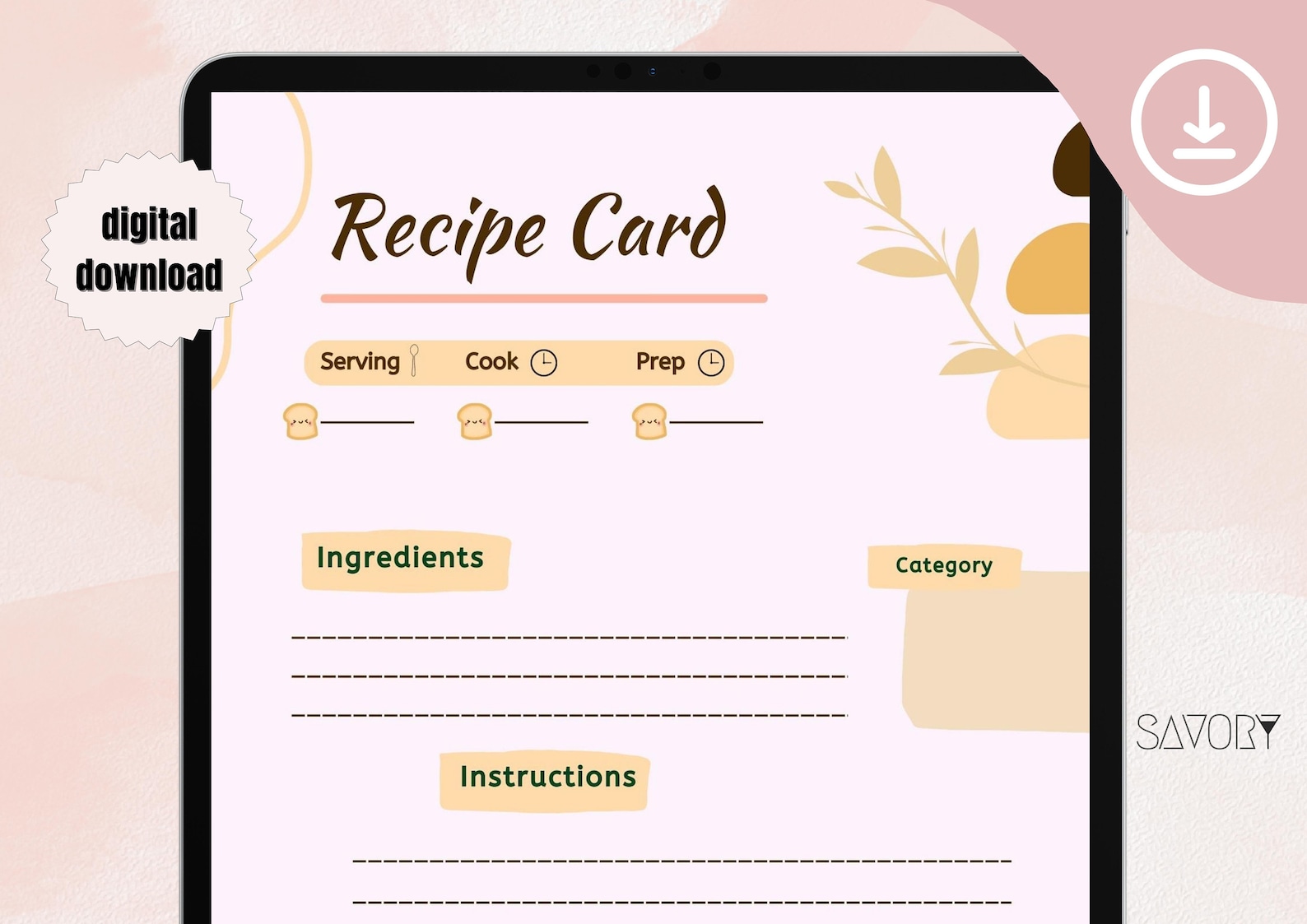 Recipe Book Template | Recipe Fillable Template | Healthy Dessert ...