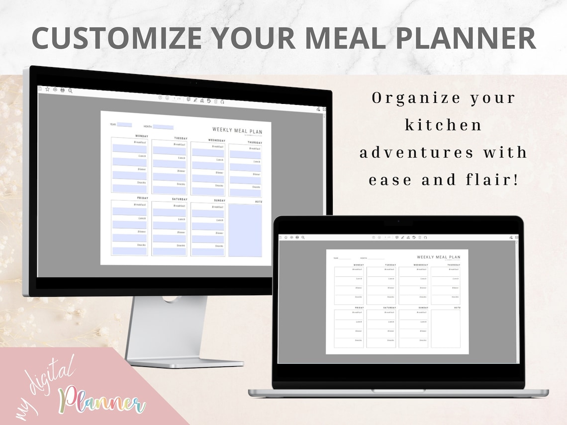 Weekly Food Diary, Meal Planner Printable, Digital Meal Planner ...