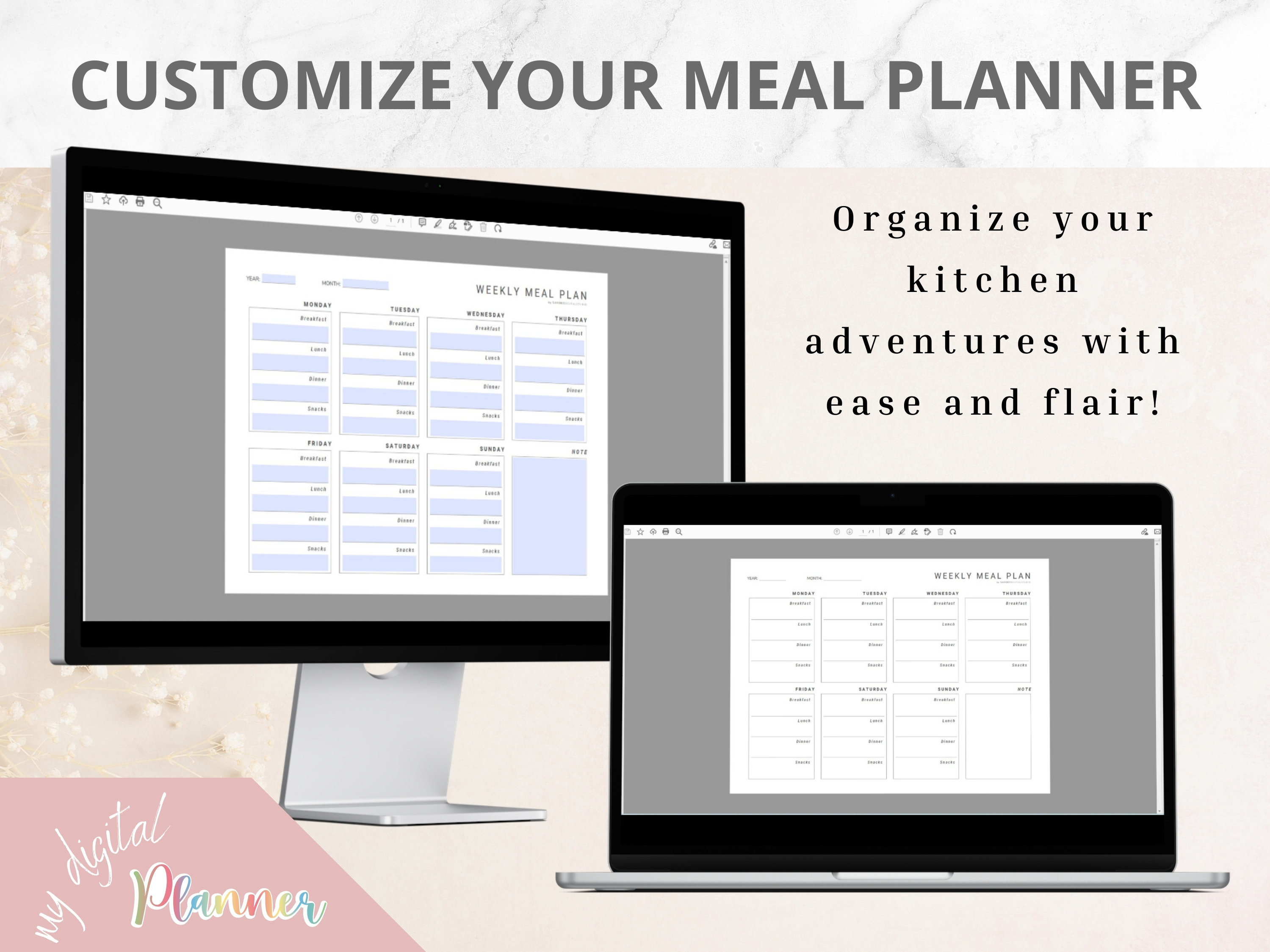 Weekly Food Diary, Meal Planner Printable, Digital Meal Planner ...
