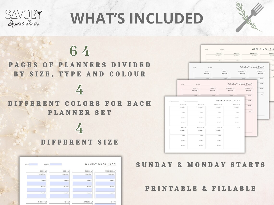 Weekly Food Diary, Meal Planner Printable, Digital Meal Planner ...