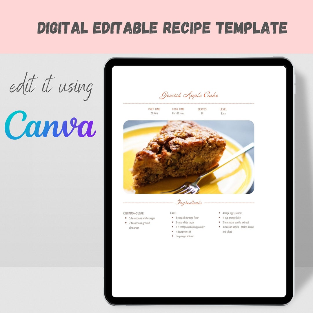 Editable Digital Cookbook Digital Recipe Book Template - Etsy