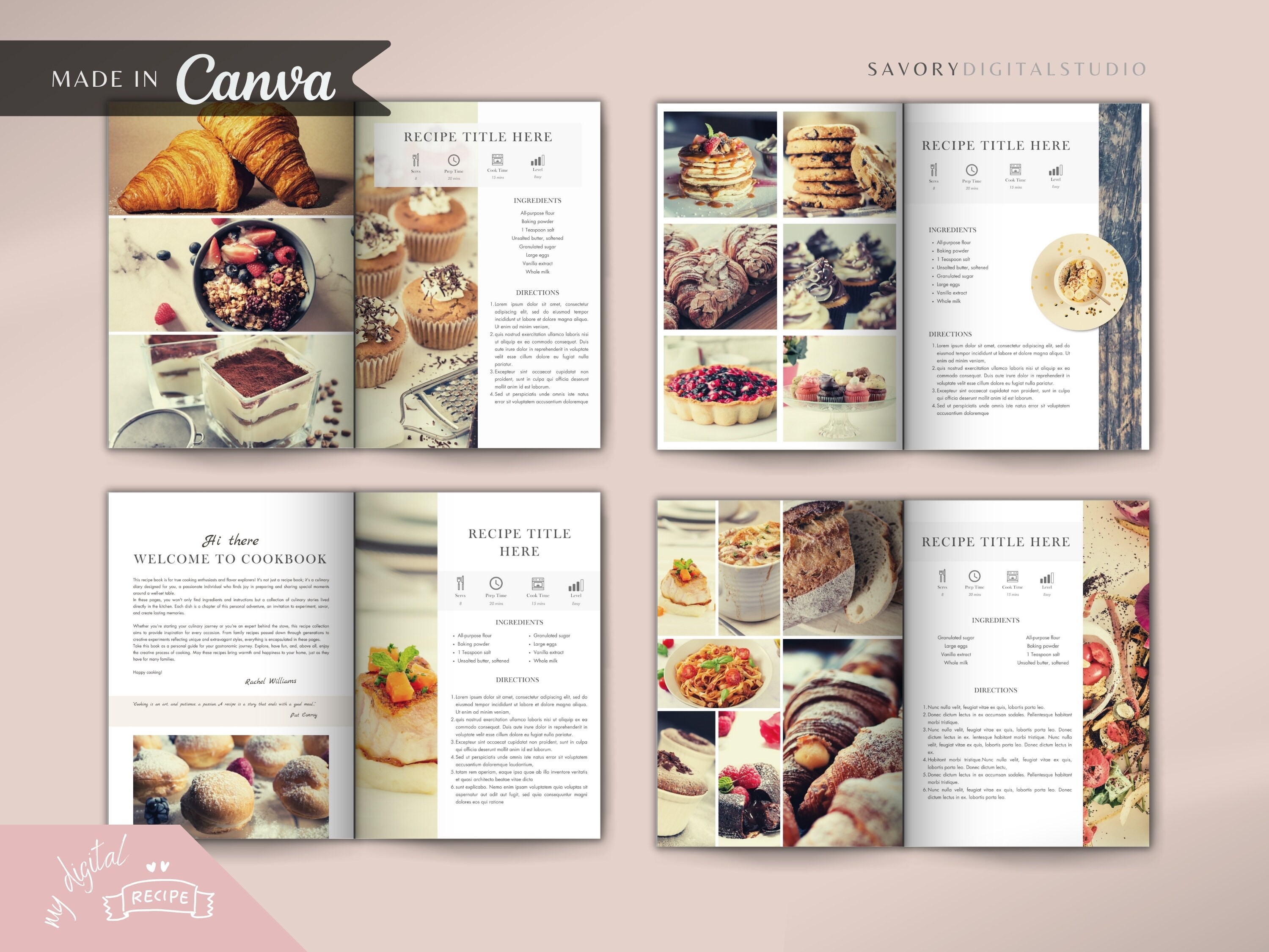 Cookbook Template, Personalized Recipe Book Template, Recipe Template ...