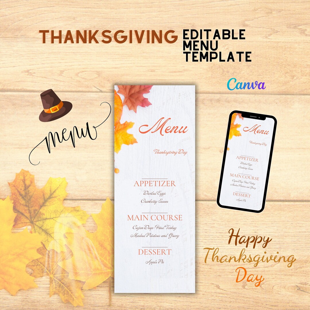 Editable Thanksgiving Menu Menu Template Thanksgiving Menu - Etsy