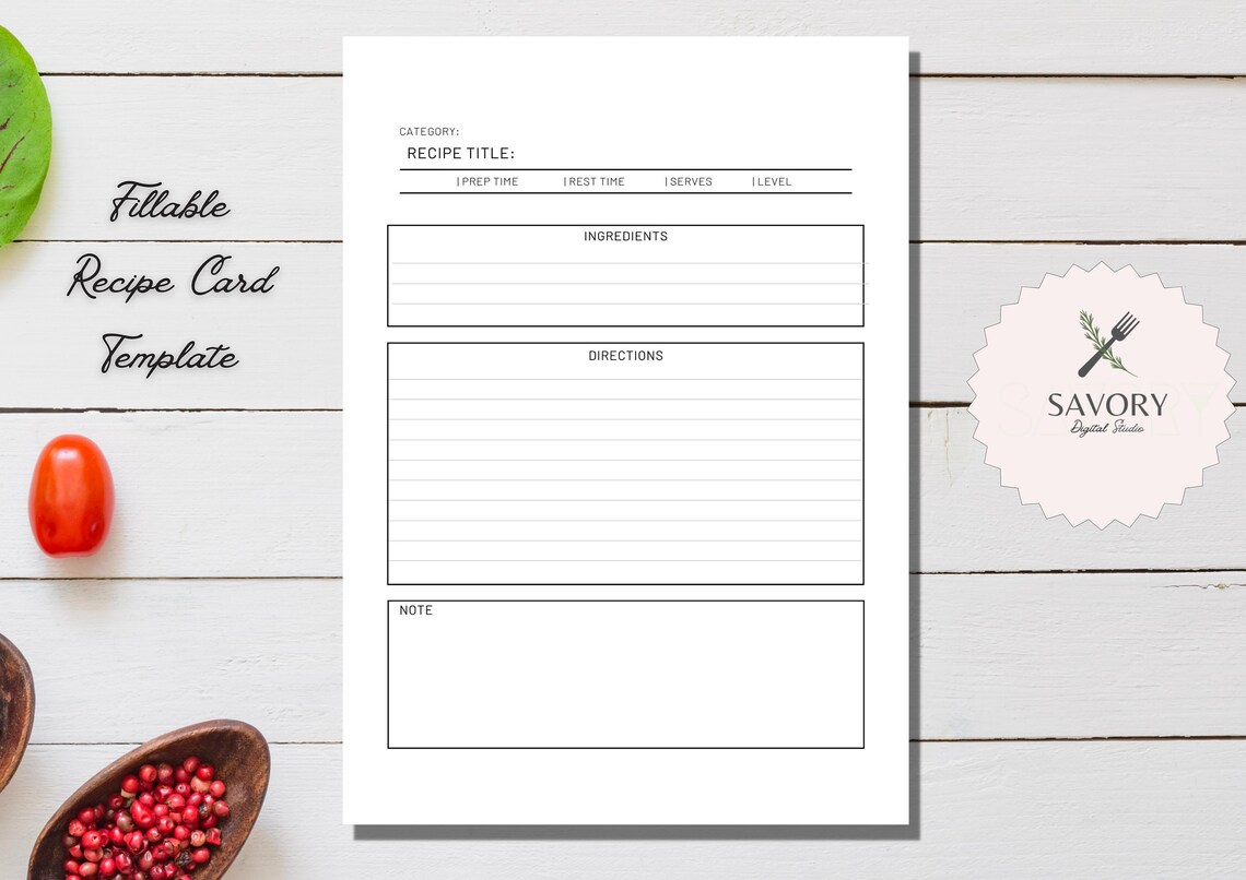 Recipe Book Template Recipe Fillable Template Healthy Dessert Recipes ...