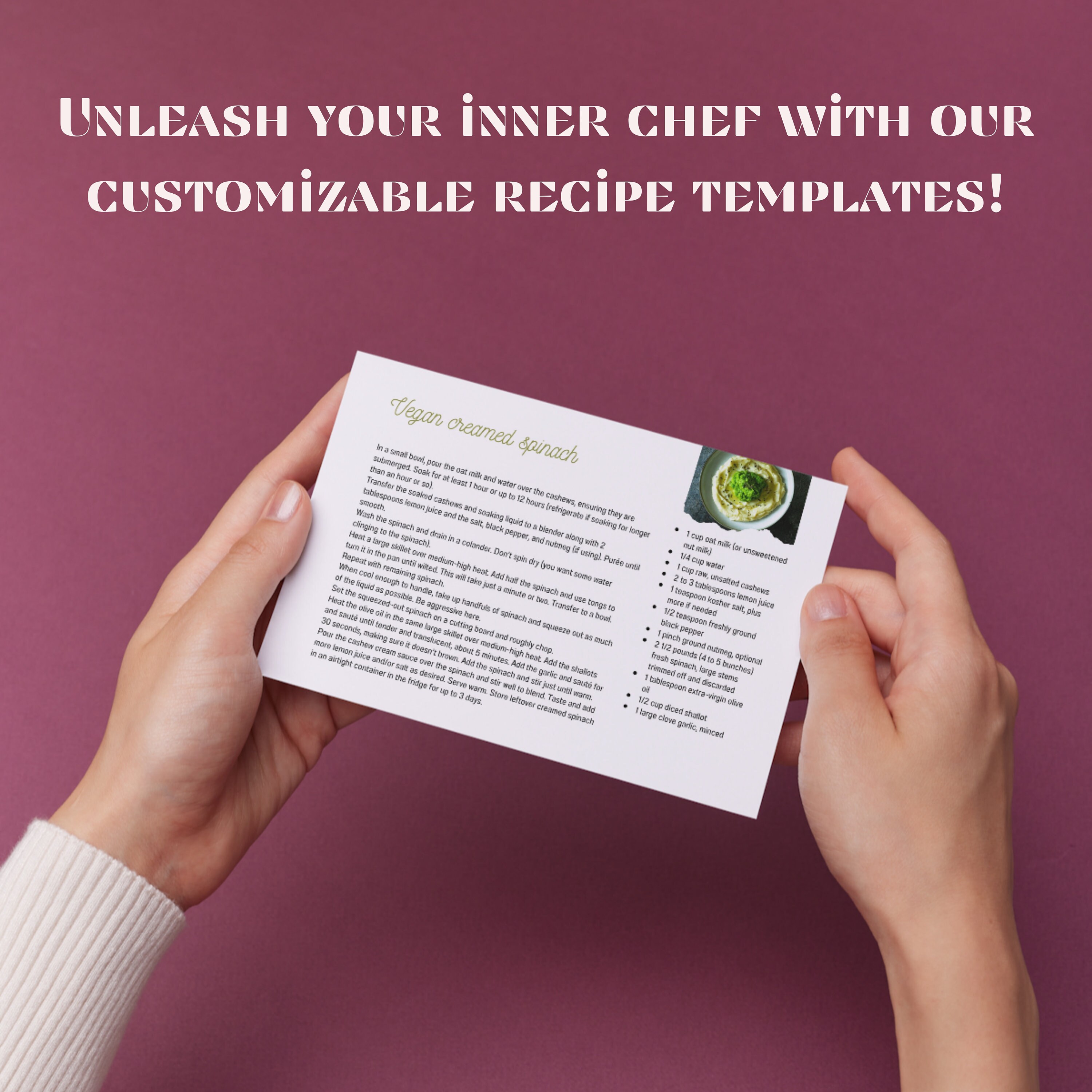 EDITABLE Recipe Card Template, Recipe Template, Recipe Binder, Recipe ...