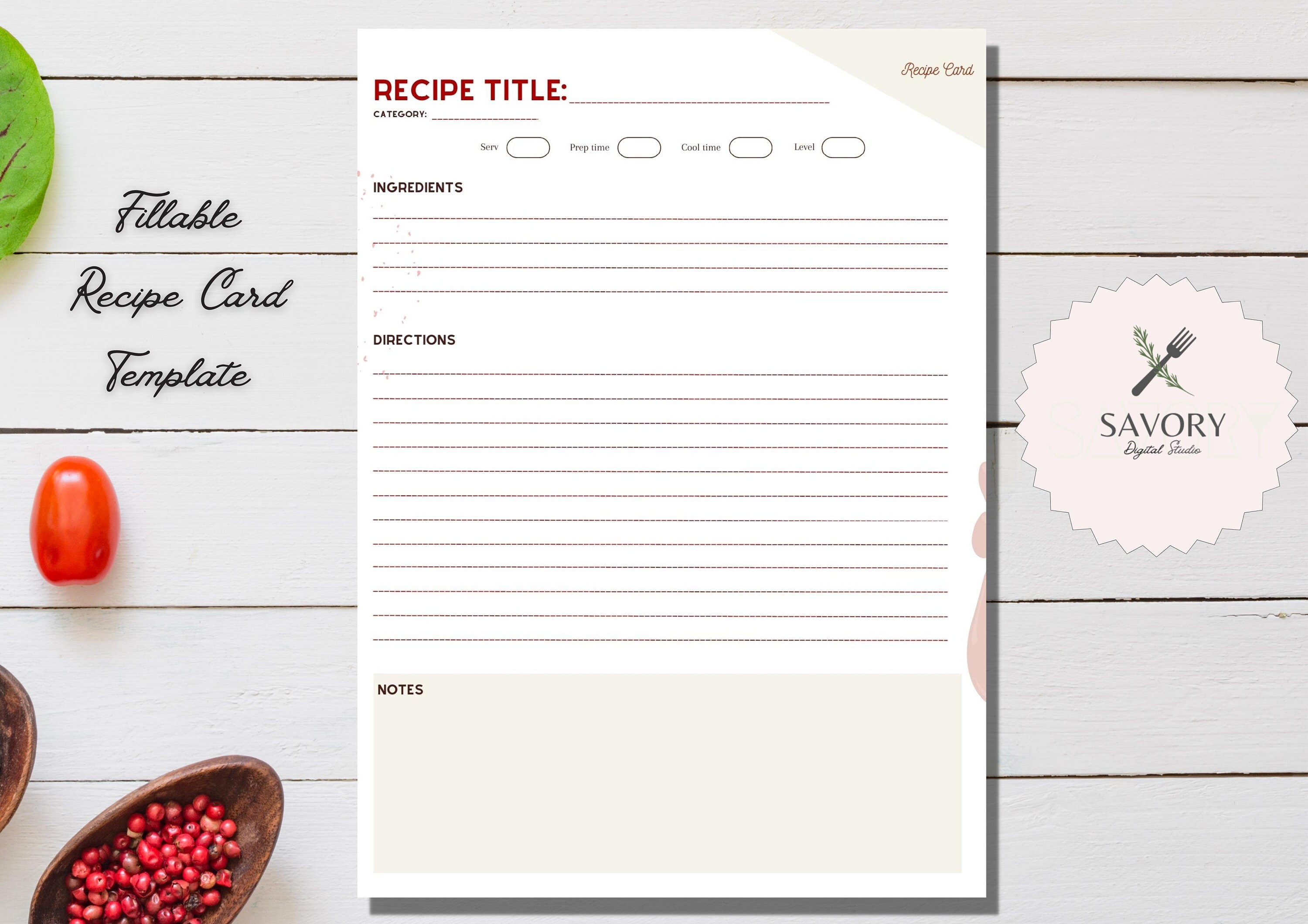 Recipe Book Template Recipe Fillable Template Healthy - Etsy