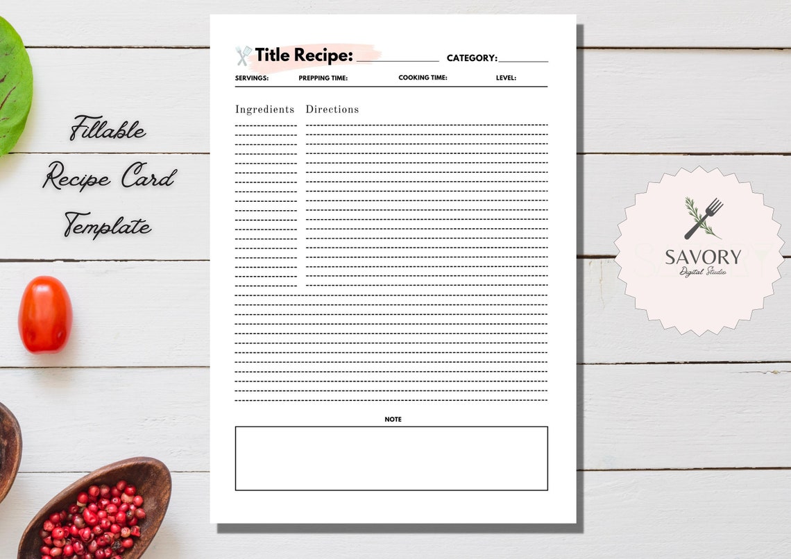 Recipe Book Template Recipe Fillable Template Healthy Dessert Recipes ...