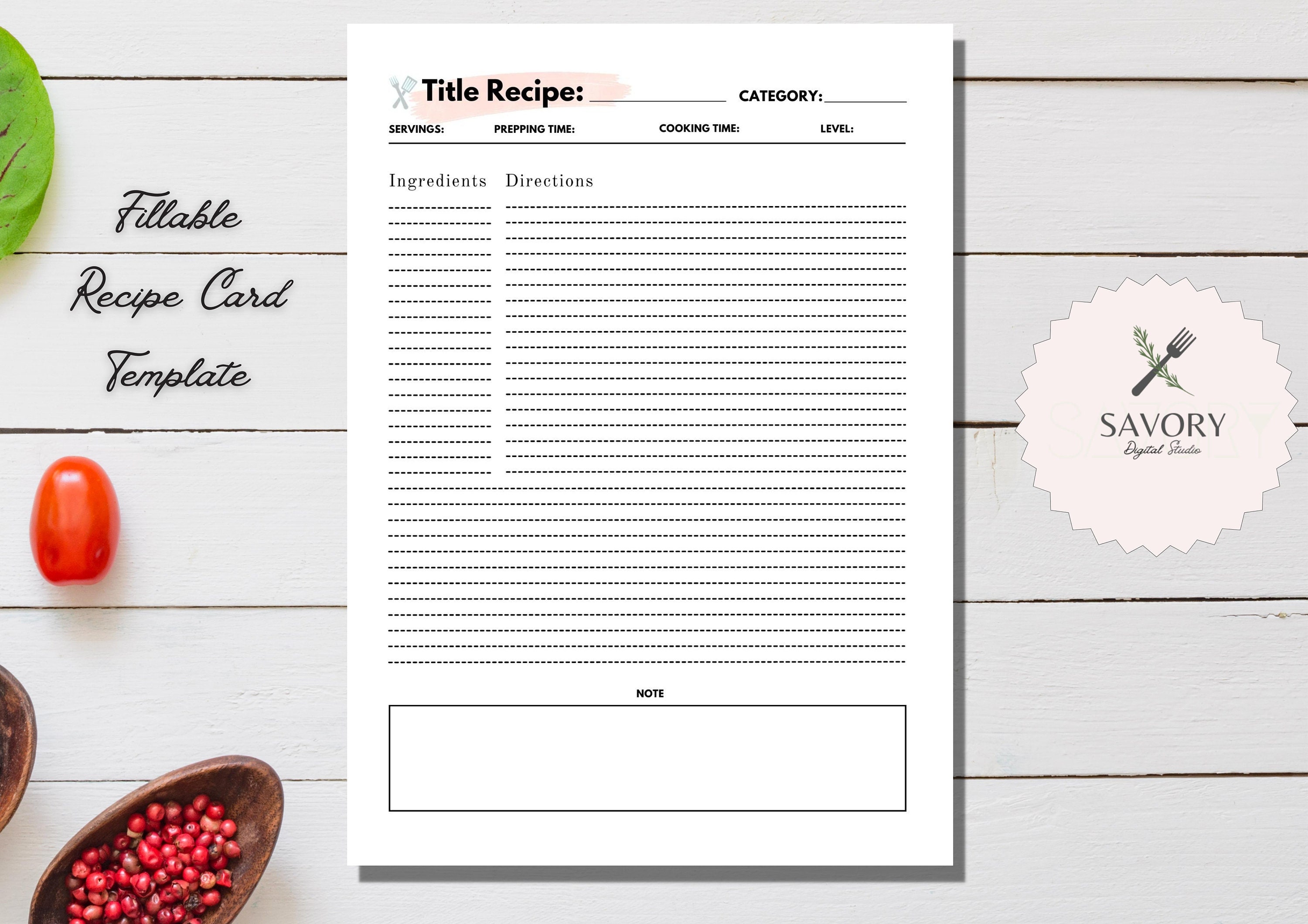 Recipe Book Template | Recipe Fillable Template | Healthy Dessert ...