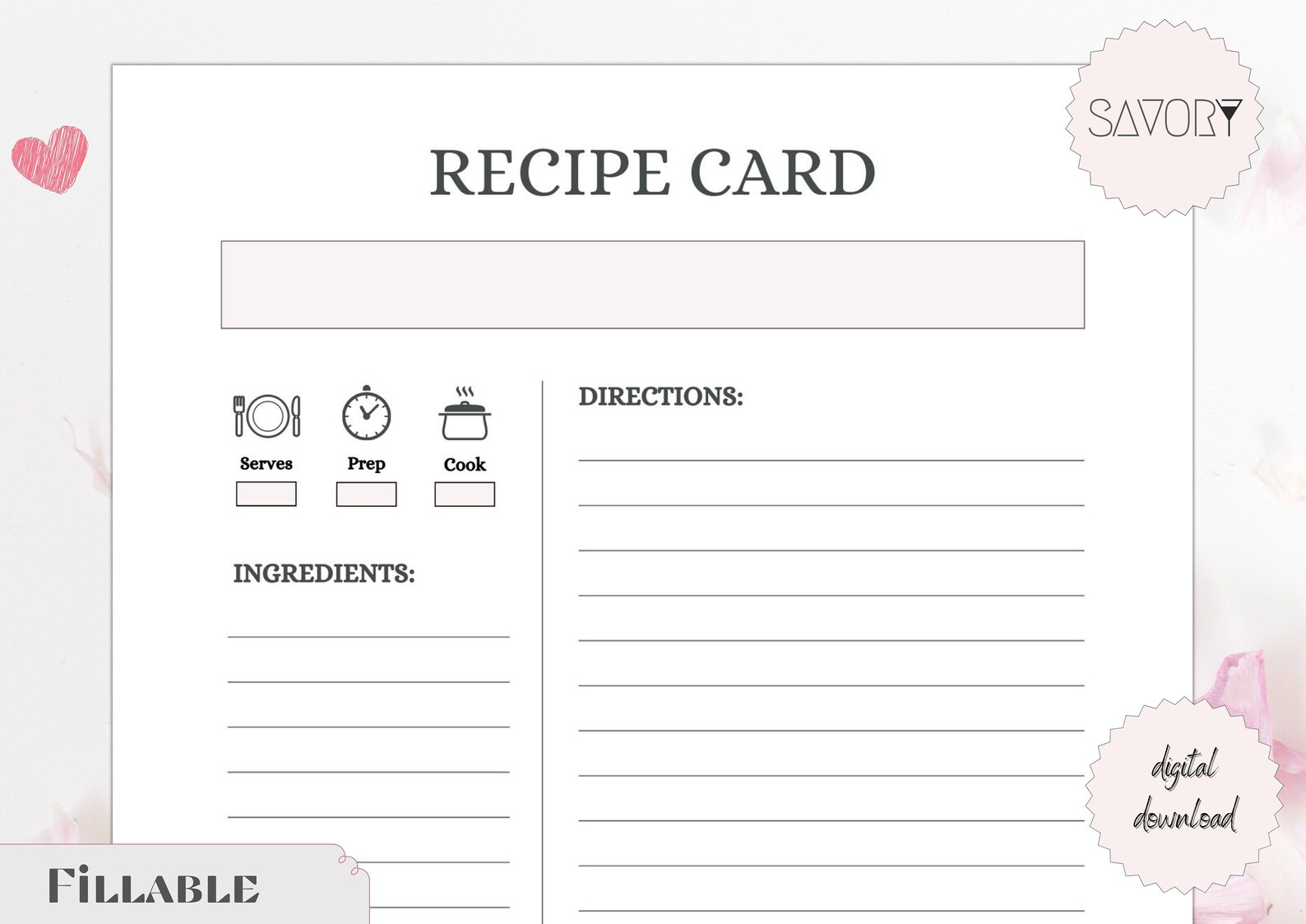 Recipe Book Template | Recipe Fillable Template | Healthy Dessert ...