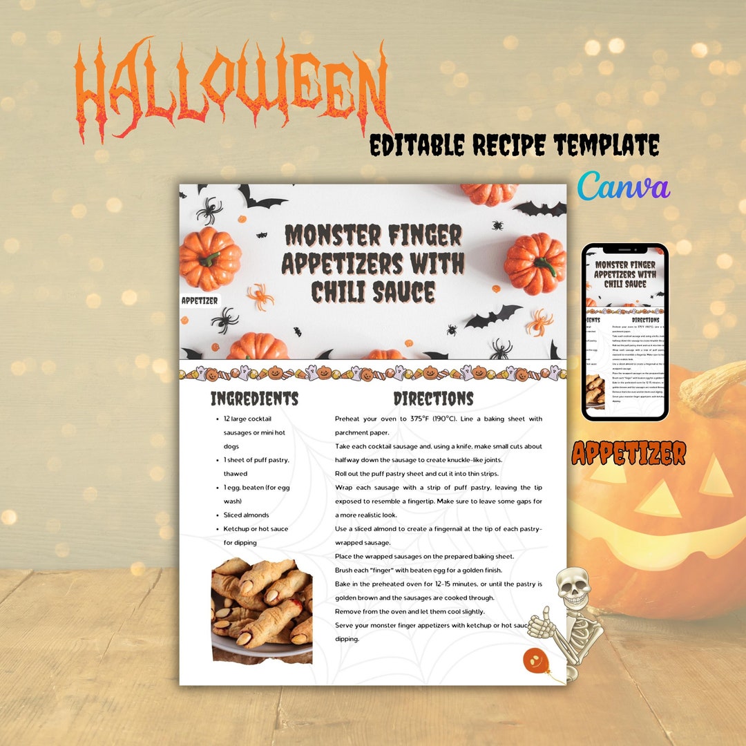 Editable Halloween Recipe Template Spookily Delicious Ideas Halloween ...