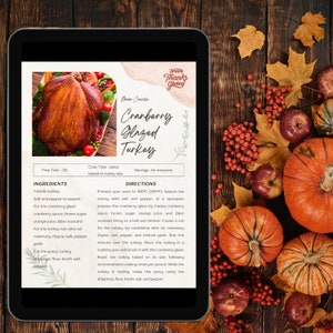 Thanksgiving Recipe Template Editable Digital Recipe Card - Etsy
