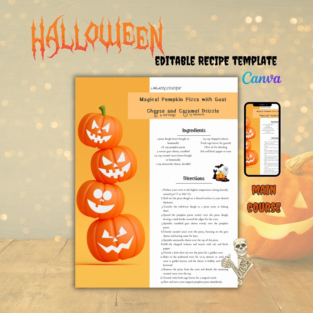Editable Halloween Recipe Template Spookily Delicious Ideas Halloween ...