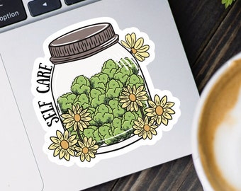 Self Care Weed Jar Sticker Stoner Weed Sticker Cannabis Vinyl Sticker ...