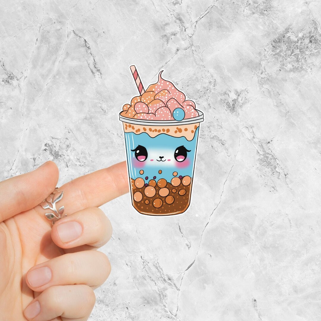 Adorable Kitty Boba Tea Vinyl Sticker, Perfect for Indoor and Outdoor ...