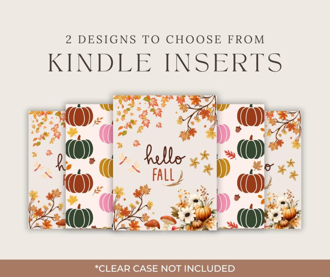 Fall Kindle Insert | Pumpkin & Leaves Design, Bookish Accessory - Etsy