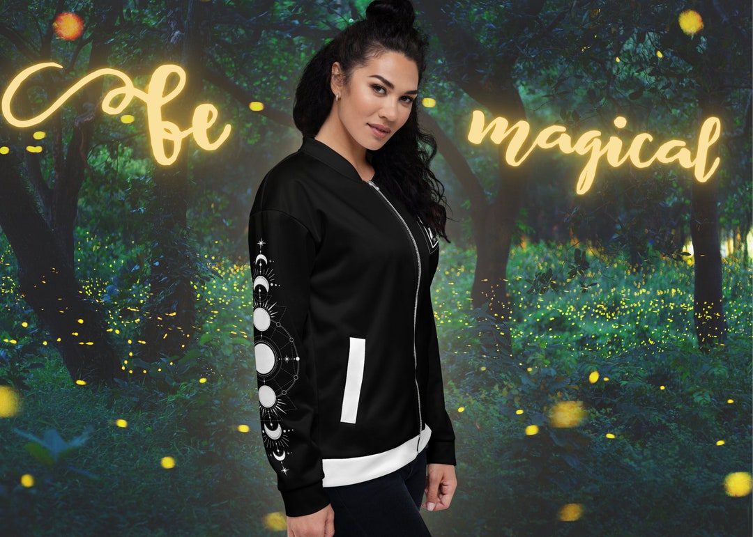 Black Bomber Jacket Moon Tarot Card Goth Jacket Gift for Friend Perfect ...