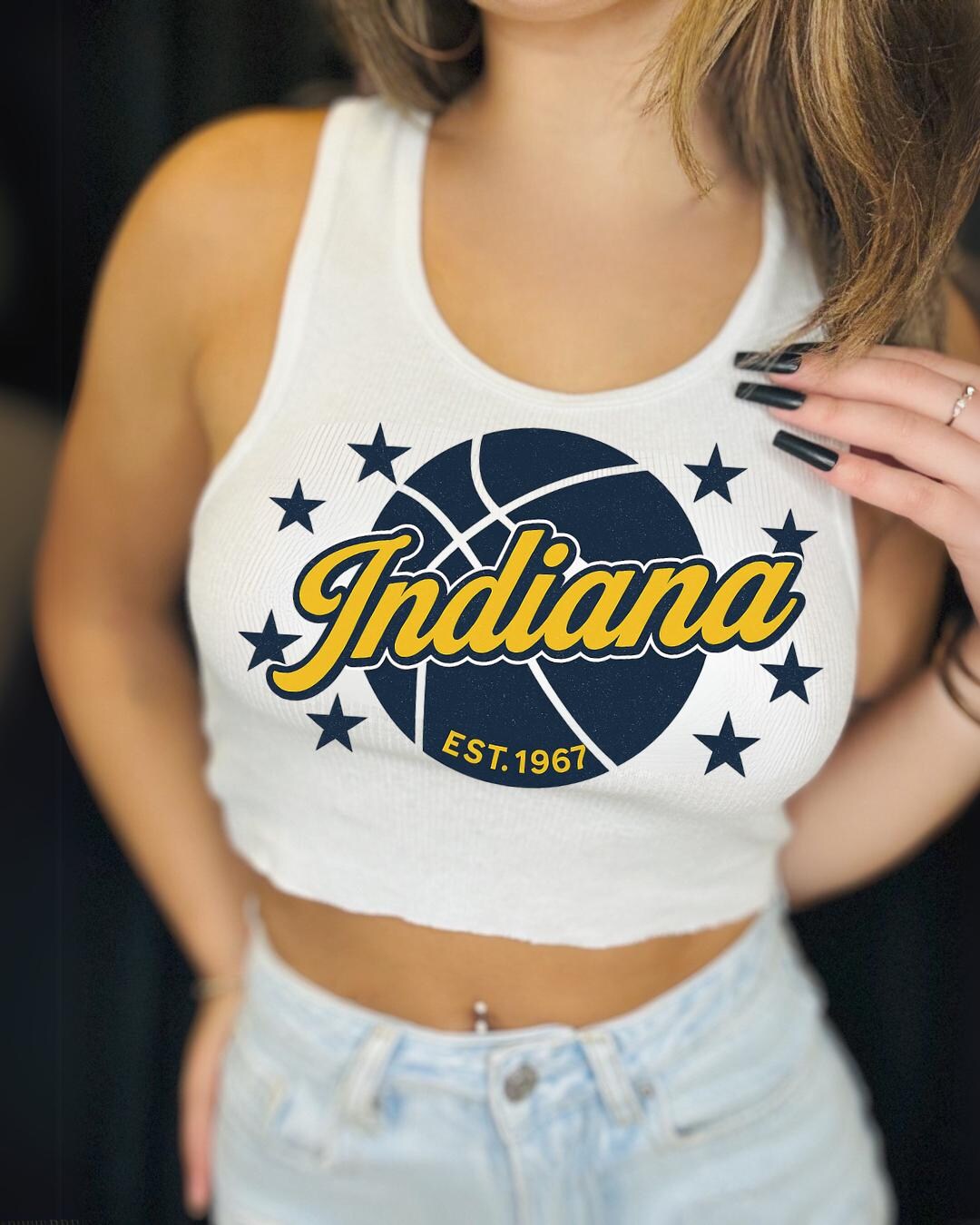 Indiana Basketball Team Crop Top | Cream & Blue Game Day Shirt | Trendy ...