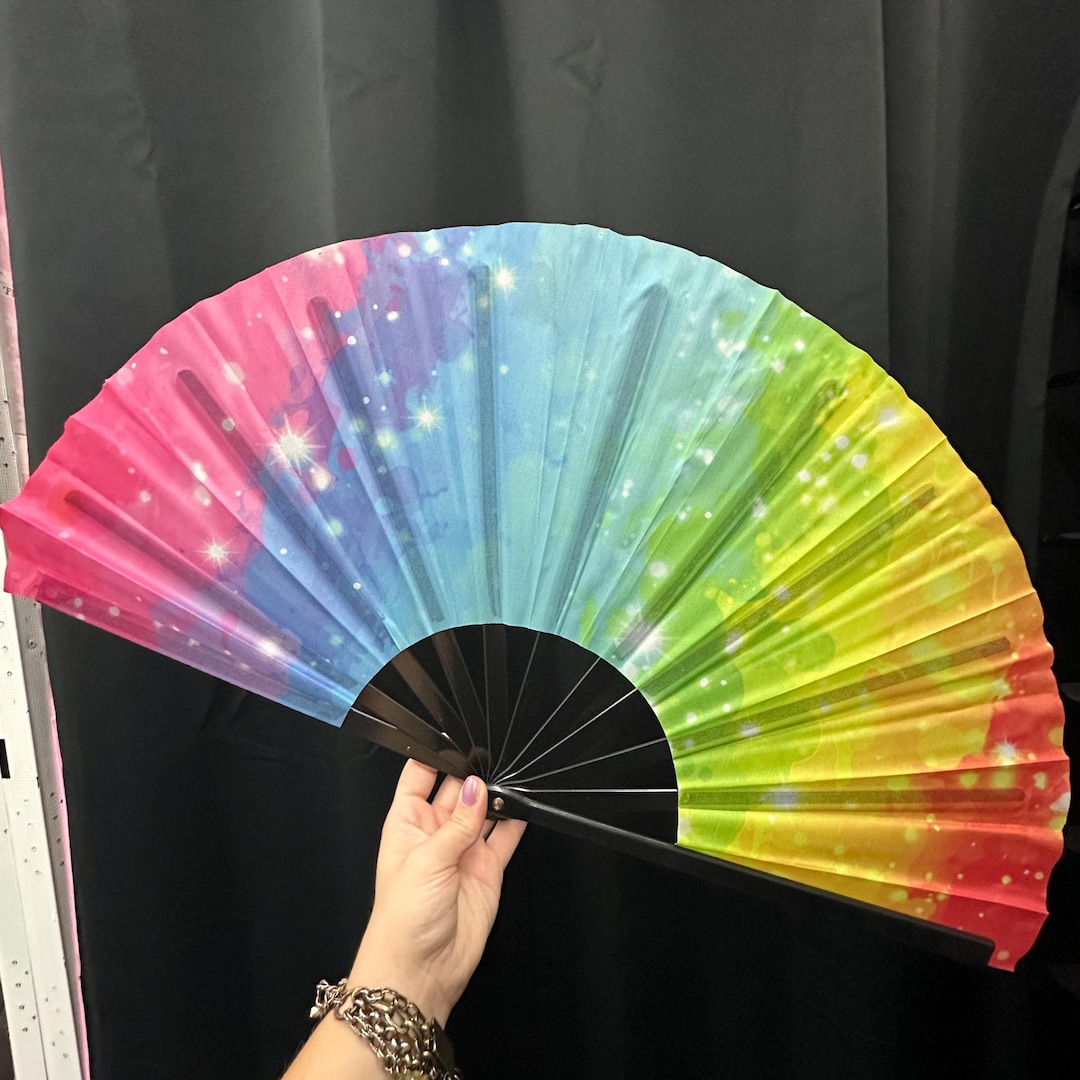 Rainbow Folding Fan: Rave Party EDM Dance Accessory - Etsy