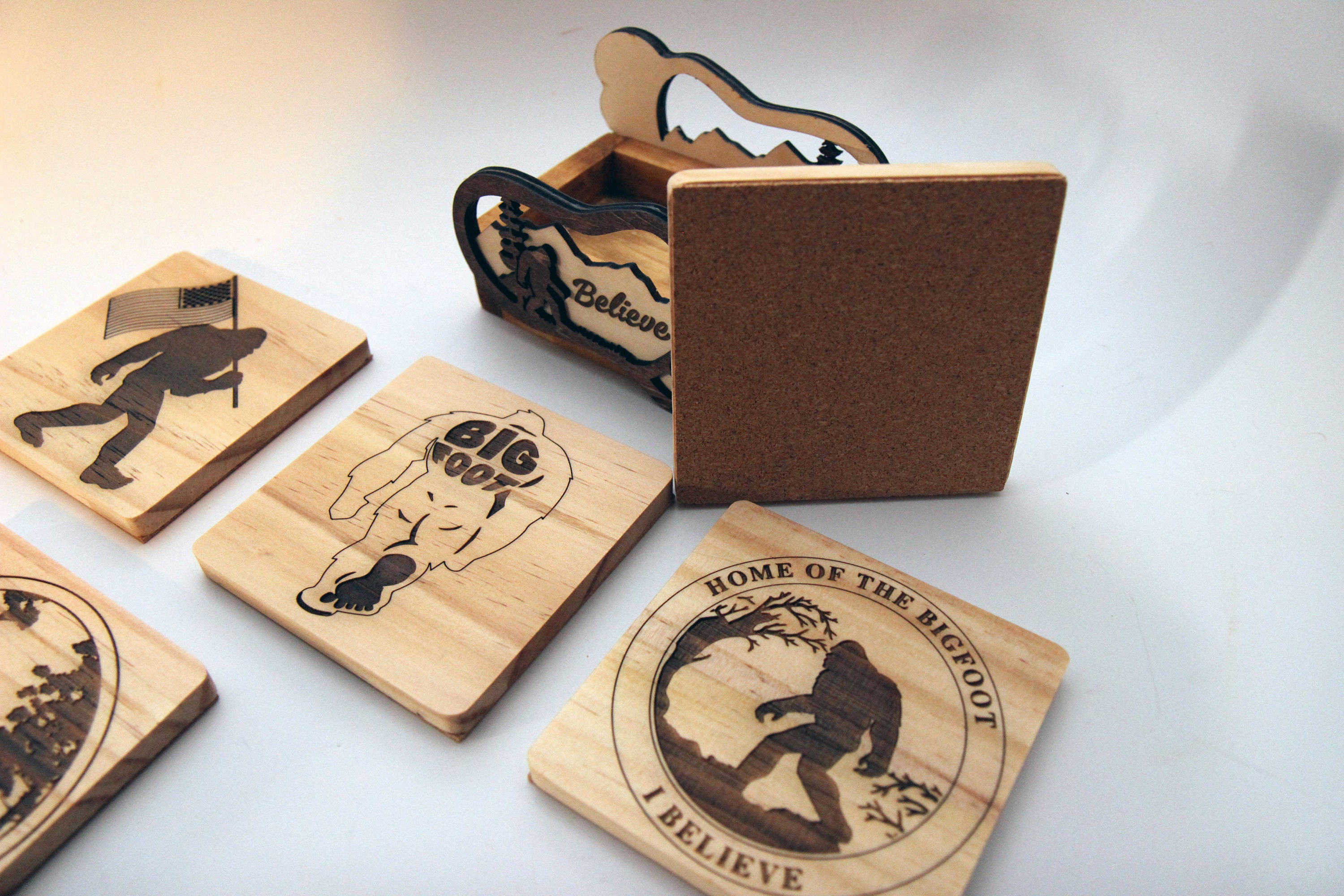 Bigfoot / Sasquatch / Yeti 5 Piece Coaster Set W/ Holder - Etsy