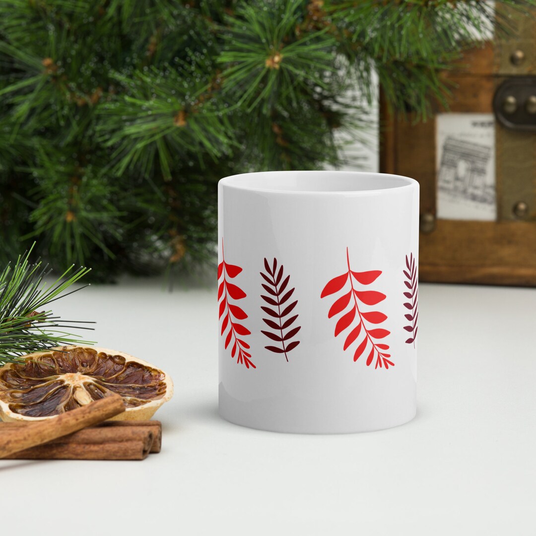 Simple Lafe Floral Design in White Glossy Mug - Etsy