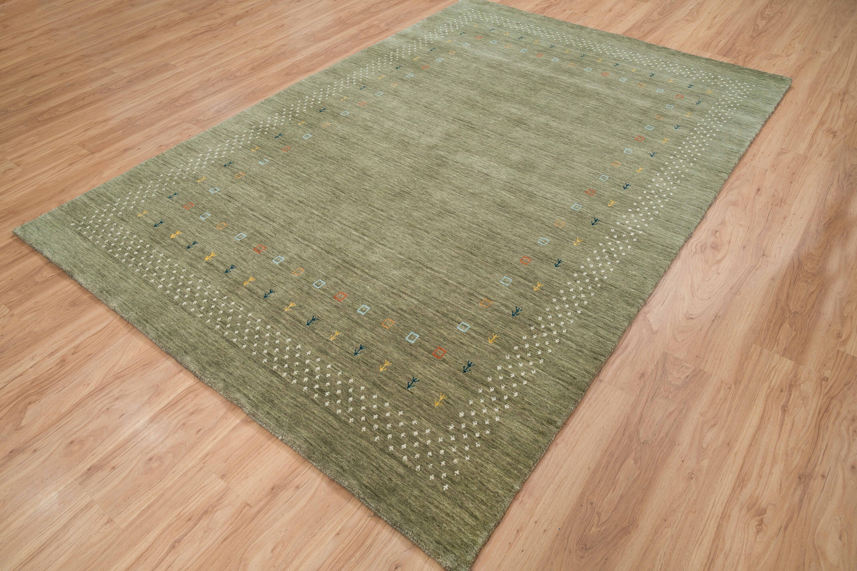 Olive Green Minimal 8 X10 Rug, Hand-knotted Solid Color Wool Rug ...