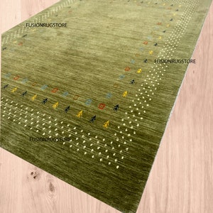Olive Green Minimal 8 X10 Rug, Hand-knotted Solid Color Wool Rug ...
