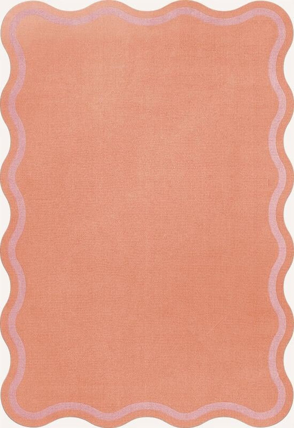 Scallop Wool Rug Watermelon Pink Hand Tufted Rug 5x8 6x9 7x10 8x10 9x12 ...
