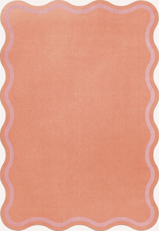 Scallop Wool Rug Watermelon Pink Hand Tufted Rug 5x8 6x9 7x10 8x10 9x12 ...