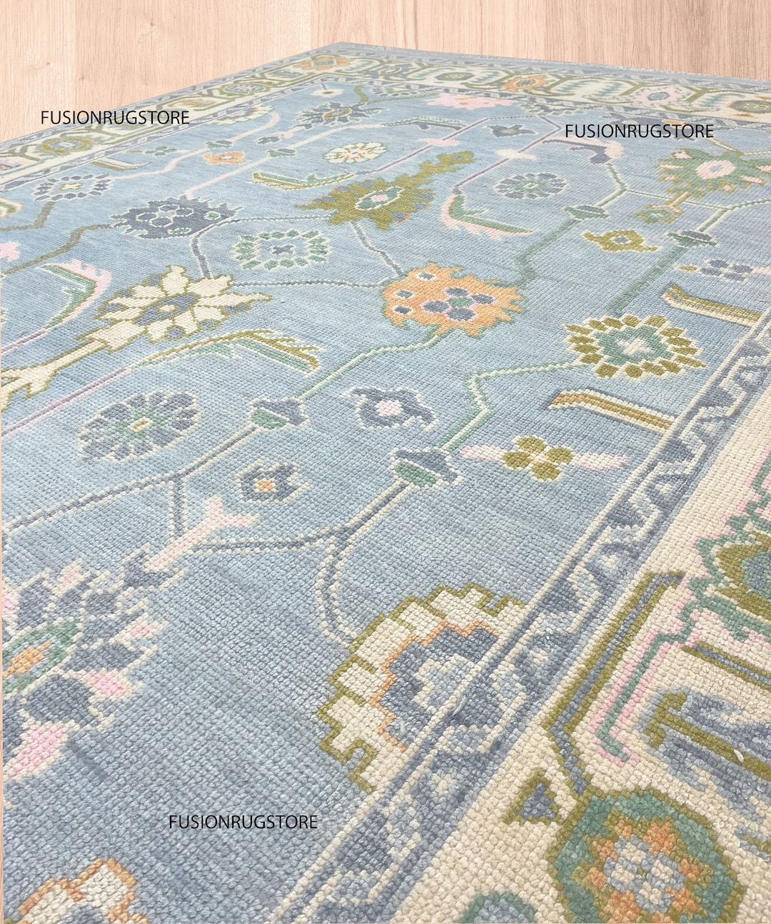 9x12 Blue Modern Oushak Area Rug, Green Oushak Rug, Handmade Wool Rug ...