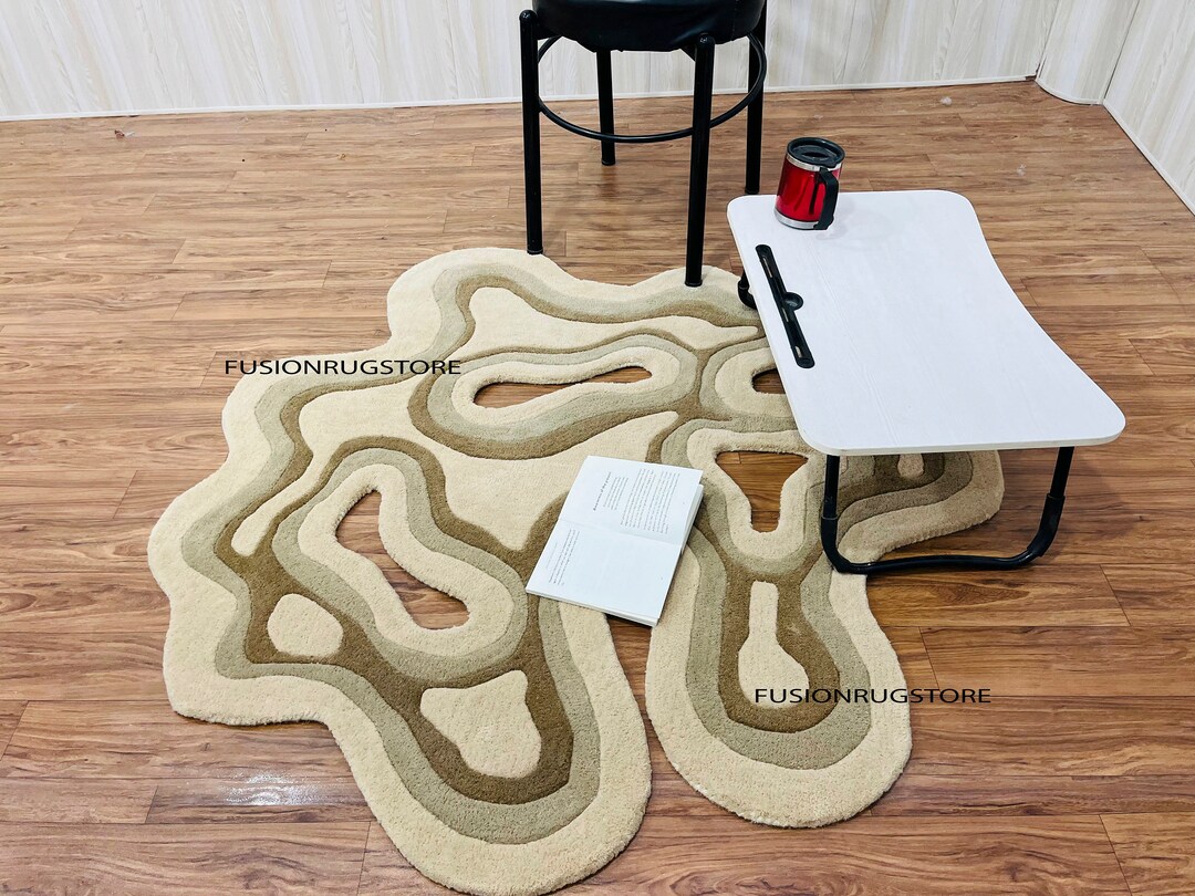 Hand Tufted Amoeba Rug Round Irregular Shaped Handmade Woolen Area Rugs ...