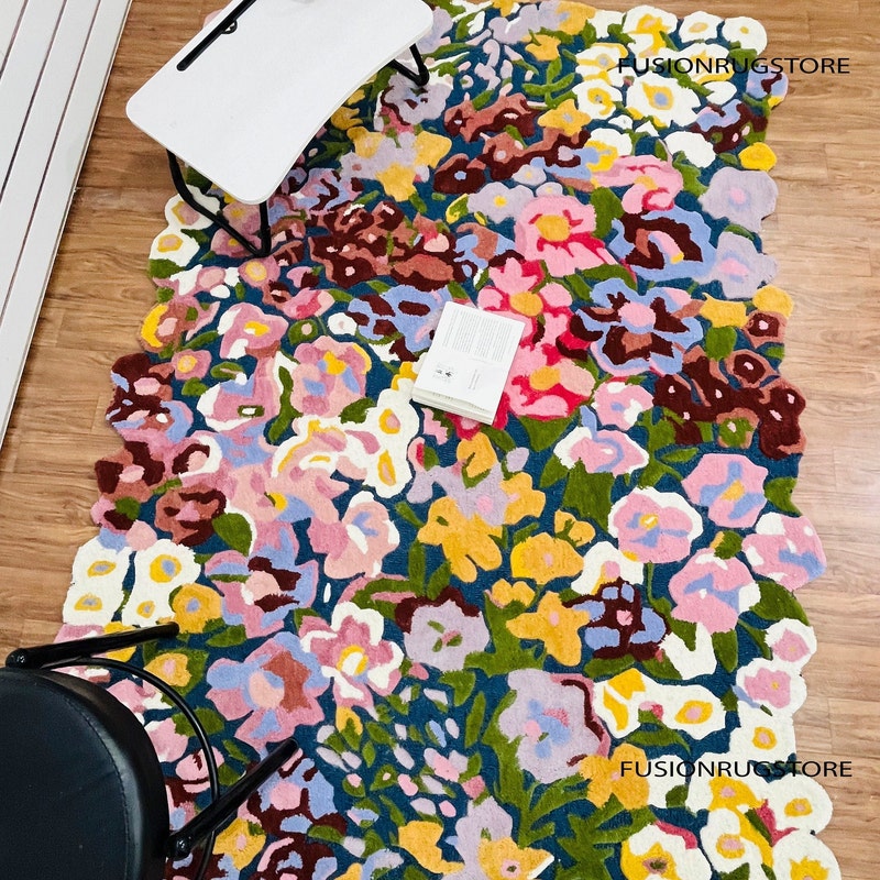 Floral Tufted Rug - Etsy